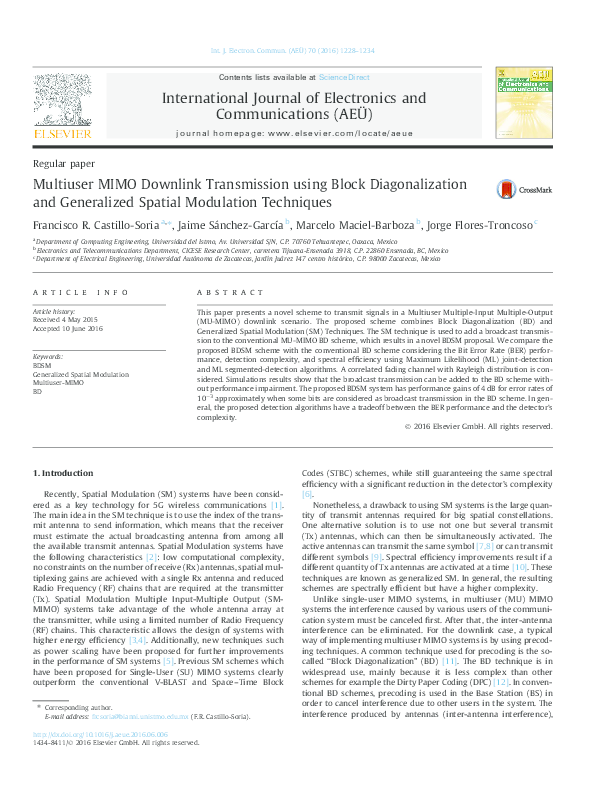 Multiuser Mimo Downlink Transmission Using Block Diagonalization And Generalized Spatial