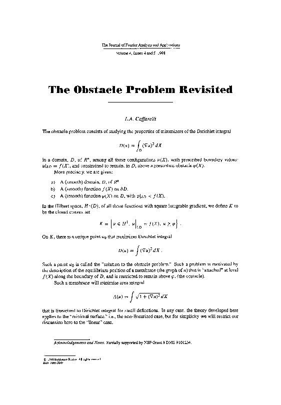 (PDF) The Obstacle Problem Revisited