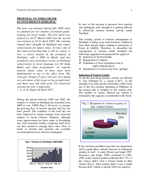 (PDF) PROPOSAL TO STREAMLINE ECOTOURISM IN SIMILIPAL