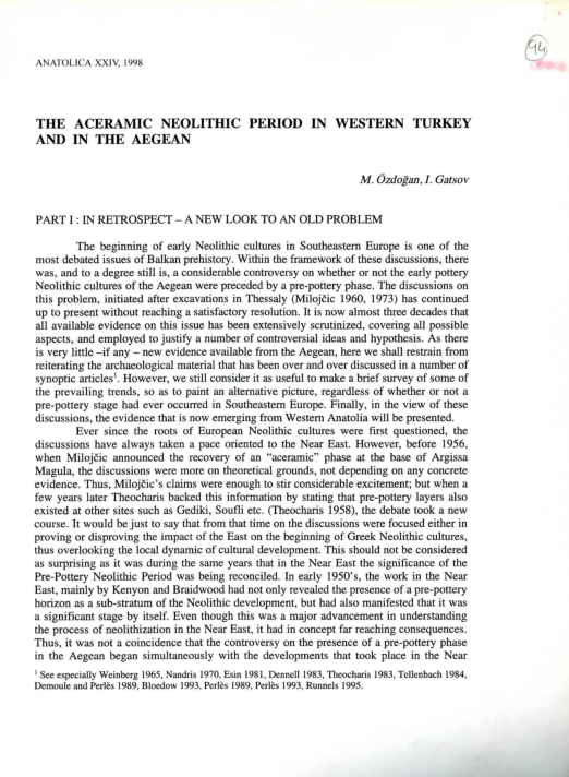 (PDF) The Aceramic Neolithic Period in Western Turkey and in the Aegean.pdf