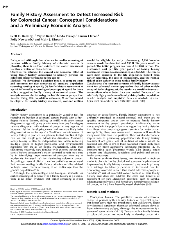 (PDF) Family History Assessment to Detect Increased Risk for Colorectal ...