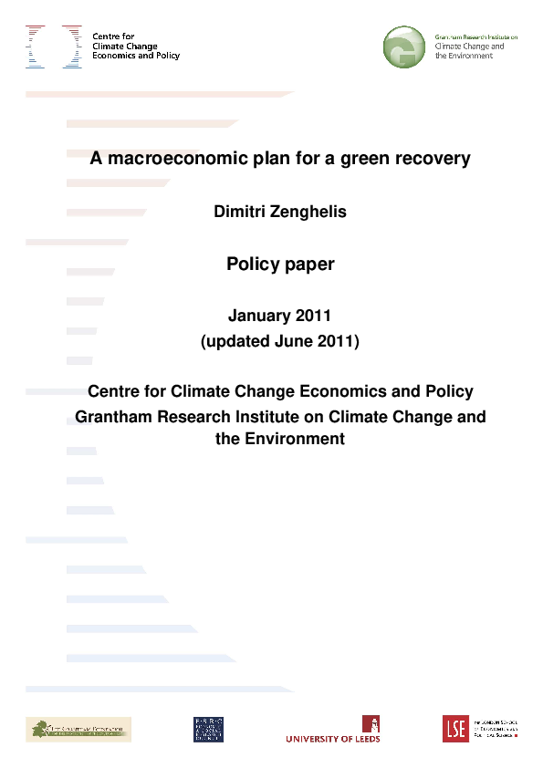 (PDF) A macroeconomic plan for a green recovery