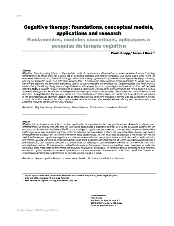 (PDF) Cognitive Therapy Foundations and Conceptual.pdf