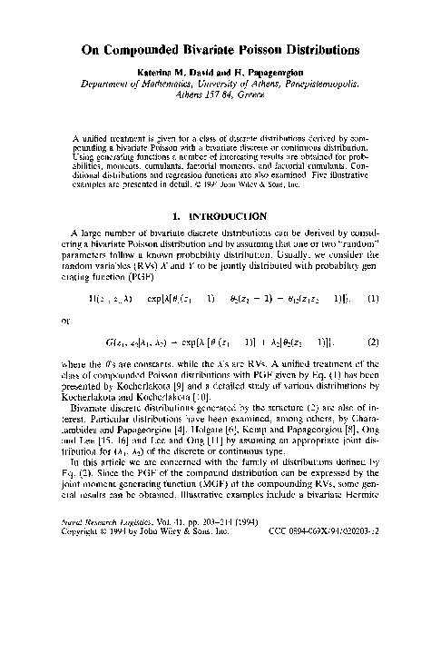(PDF) On compounded bivariate poisson distributions