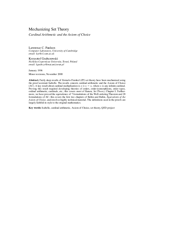 (PDF) Mechanizing Set Theory