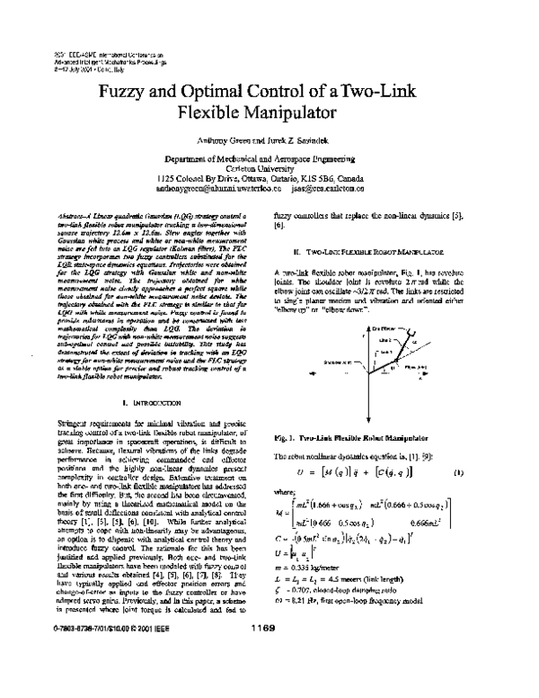(PDF) Fuzzy and optimal control of a two-link flexible manipulator