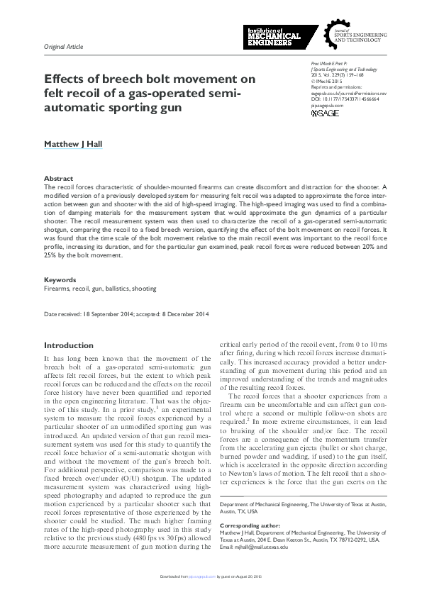 (PDF) Effects of breech bolt movement on felt recoil of a gas-operated ...