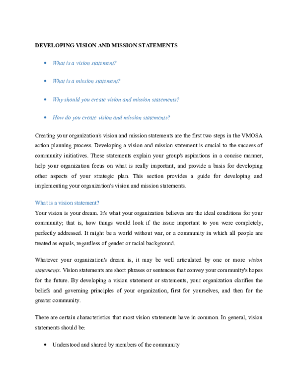(DOC) DEVELOPING VISION AND MISSION STATEMENTS.docx