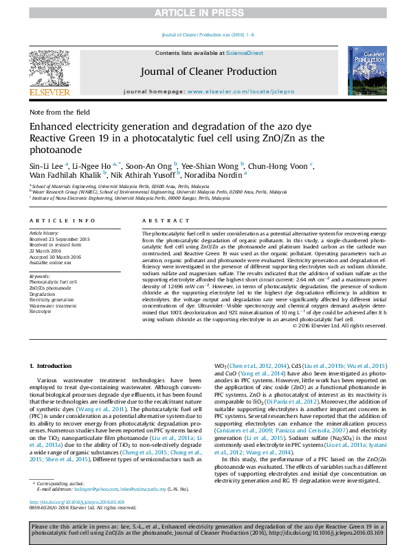 (PDF) Enhanced electricity generation and degradation of the azo dye Reactive Green 19 in a ...