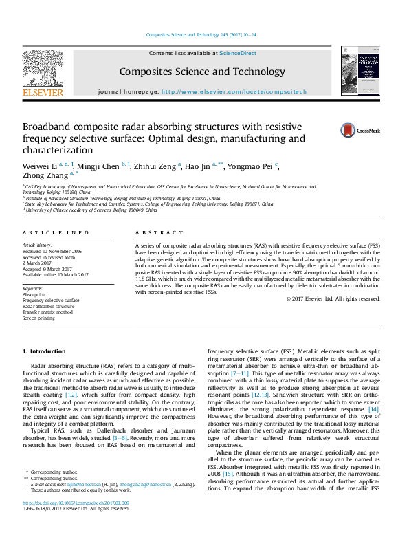 (PDF) Broadband Composite Radar Absorbing Structures with Resistive ...