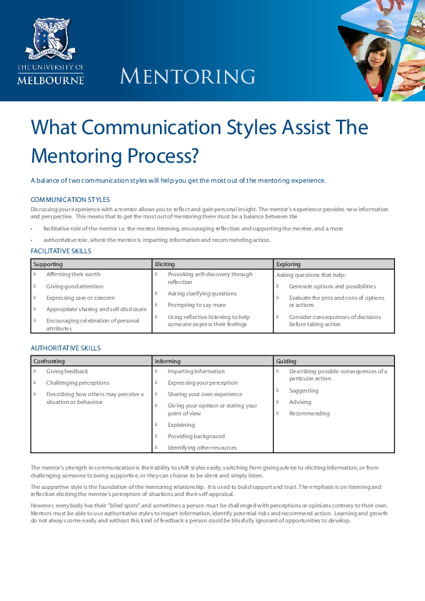(PDF) What Communication Styles Assist The Mentoring Process