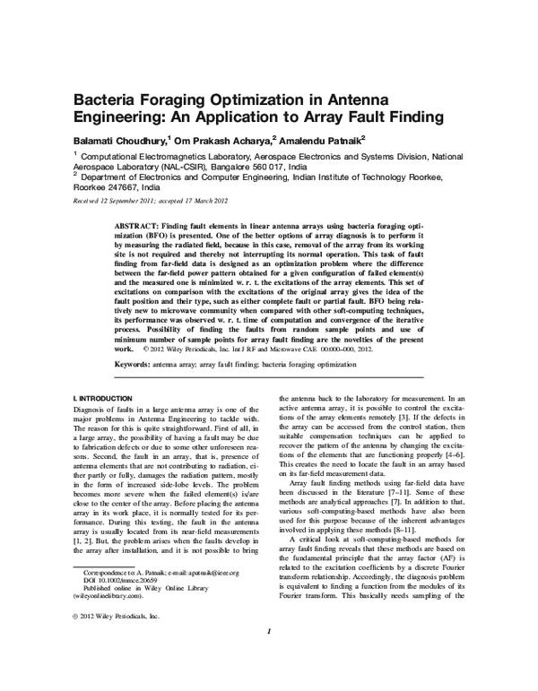 Pdf Bacteria Foraging Optimization In Antenna Engineering An Application To Array Fault