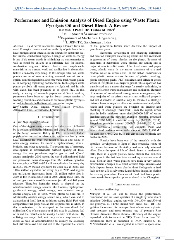 (PDF) Performance and Emission Analysis of Diesel Engine using Waste ...