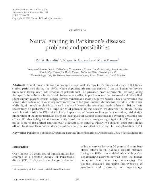 (PDF) Neural grafting in Parkinson’s disease | Patrik Brundin ...