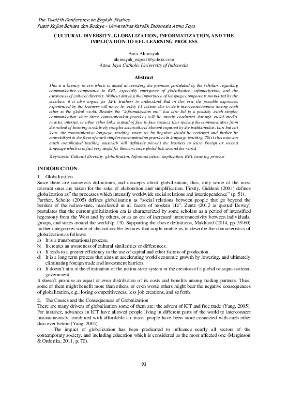 (PDF) CULTURAL DIVERSITY, GLOBALIZATION, INFORMATIZATION, AND THE ...