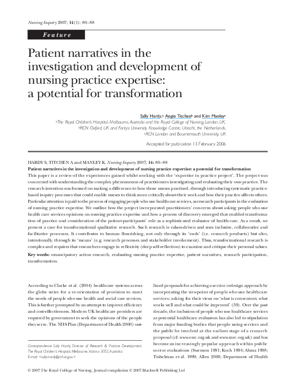 (PDF) Patient narratives in the investigation and development of ...