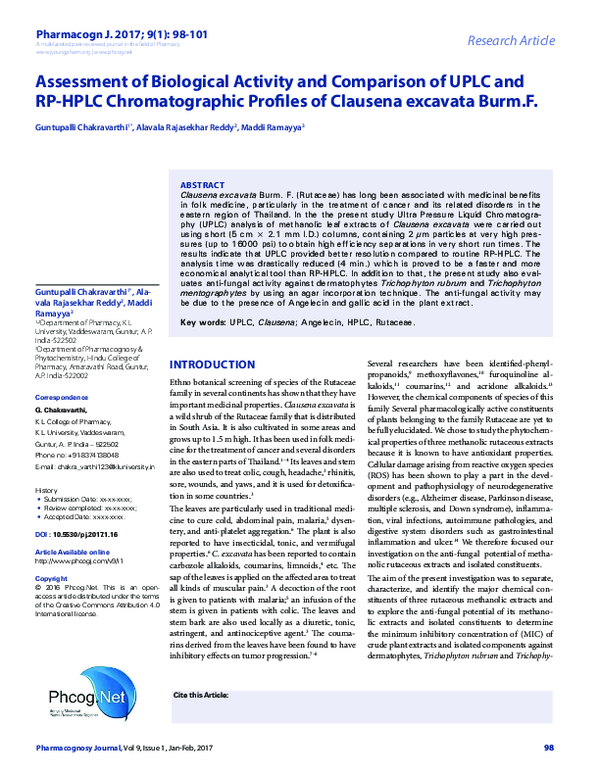 (PDF) Assessment of Biological Activity and Comparison of UPLC and RP-HPLC Chromatographic ...