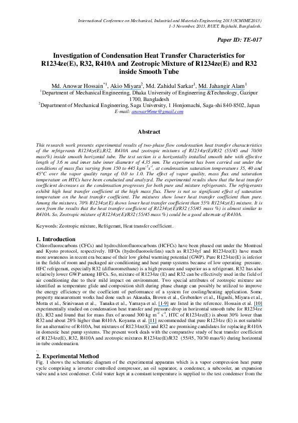 (PDF) Investigation of Condensation Heat Transfer Characteristics for ...
