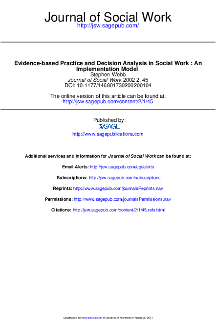 (PDF) Evidence-based Practice and Decision Analysis in Social Work An ...