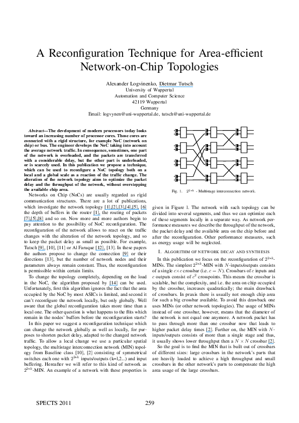 (PDF) A reconfiguration technique for area-efficient network-on-chip topologies