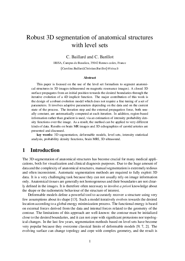 (PDF) Robust 3D segmentation of anatomical structures