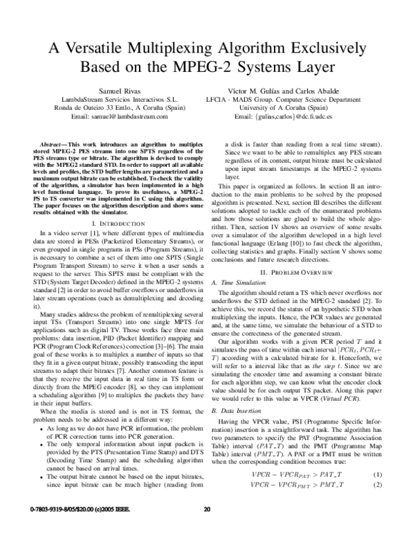 Pdf A Versatile Multiplexing Algorithm Exclusively Based On The Mpeg