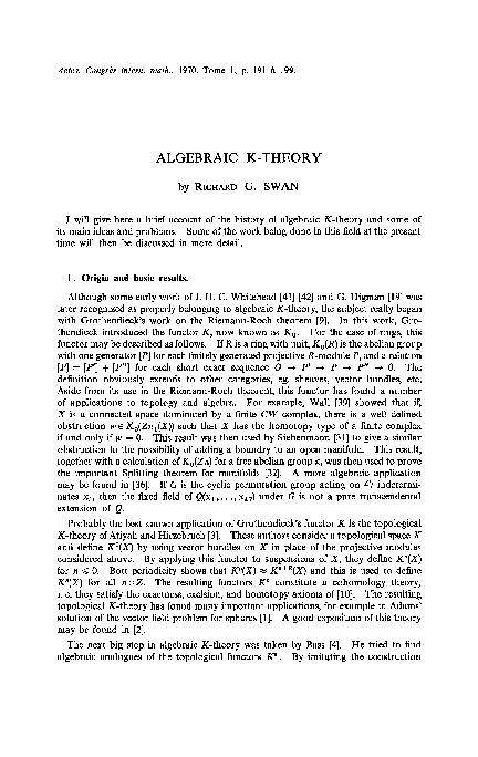 (PDF) Algebraic K-theory