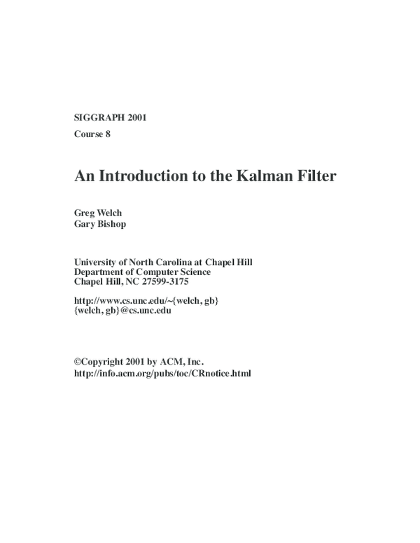 (PDF) An Introduction to the Kalman Filter