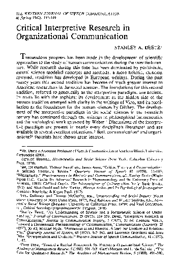 (PDF) Critical Interpretive Research in Organizational Communication