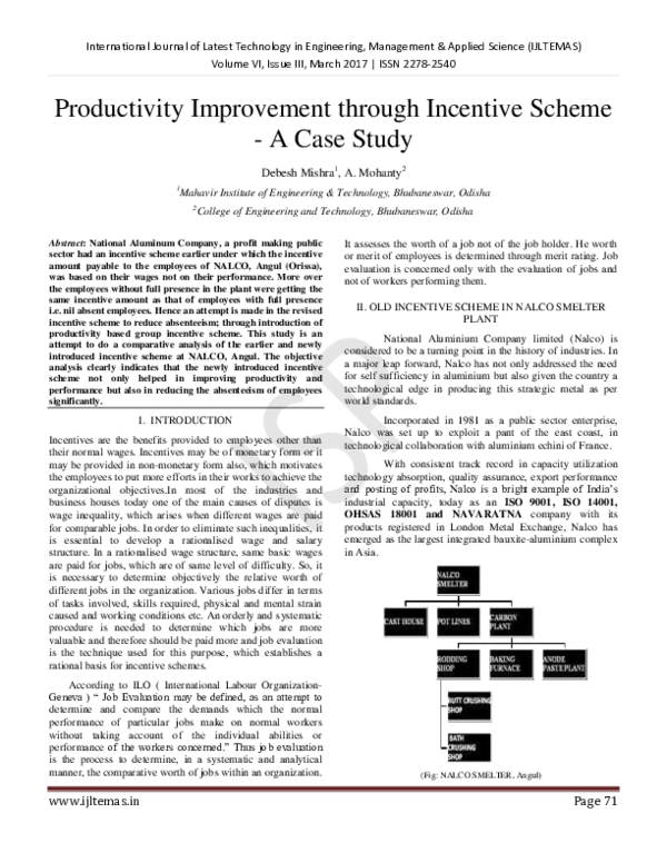 (PDF) Productivity Improvement through Incentive Scheme - A Case Study