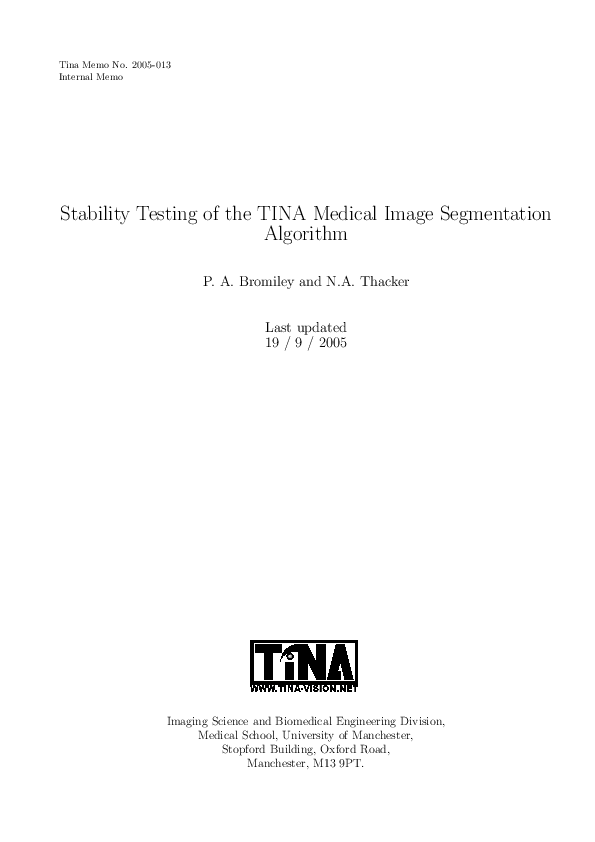 (PDF) Stability Testing of the TINA Medical Image Segmentation ...