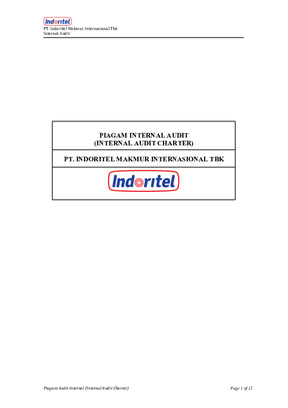(PDF) PIAGAM INTERNAL AUDIT (INTERNAL AUDIT CHARTER) PT. INDORITEL ...