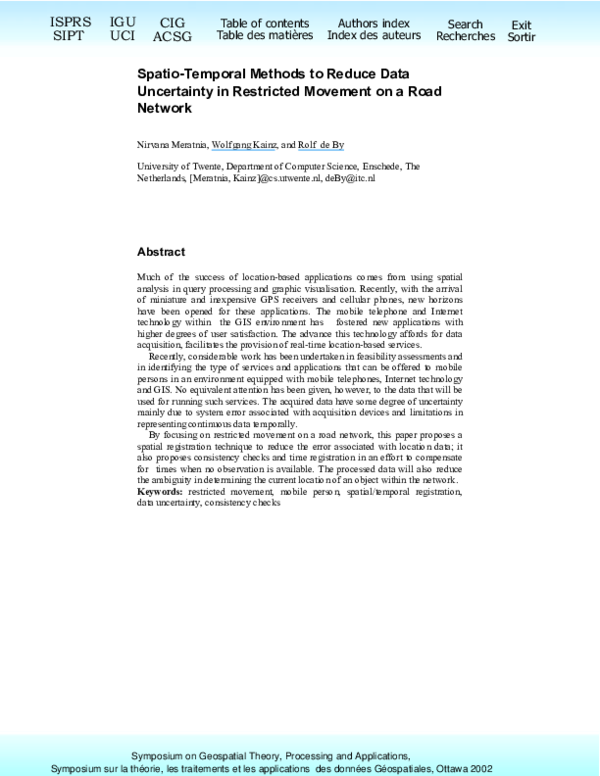 (PDF) Spatio-Temporal Methods to Reduce Data Uncertainty in Restricted ...
