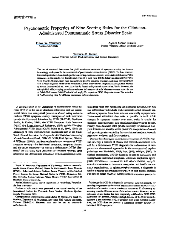 (PDF) Psychometric properties of nine scoring rules for the Clinician ...