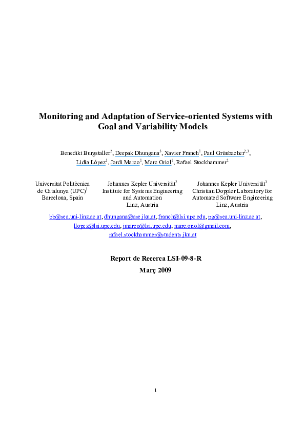 (PDF) Monitoring and Adaptation of Service-oriented Systems with Goal and Variability Models