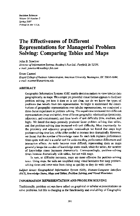 (PDF) The Effectiveness of Different Representations for Managerial Problem Solving: Comparing ...