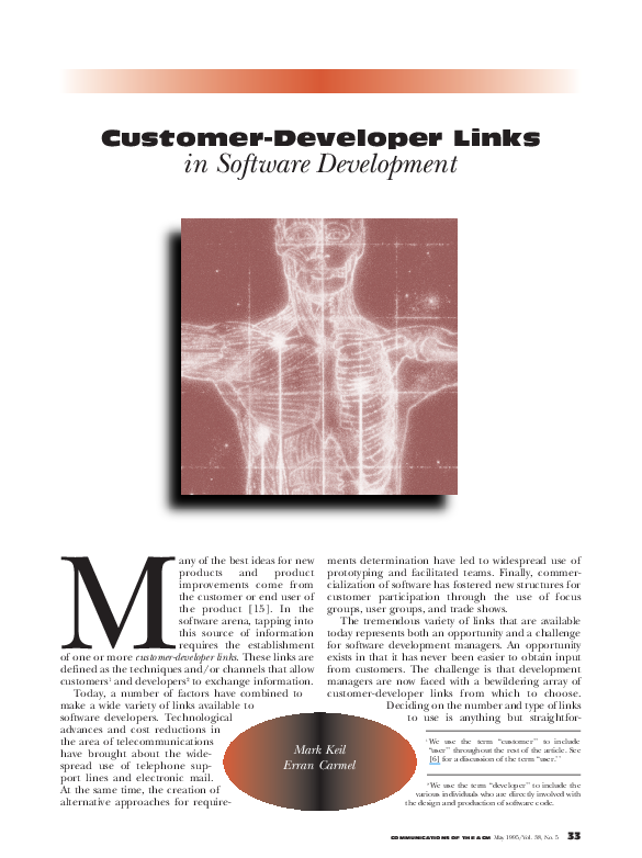 (PDF) Customer-developer links in software development