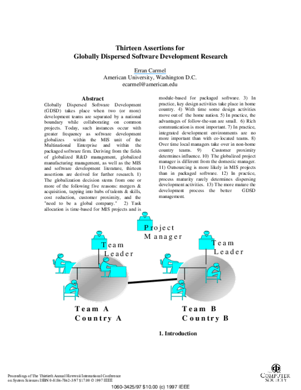 (PDF) Thirteen assertions for globally dispersed software developmentresearch