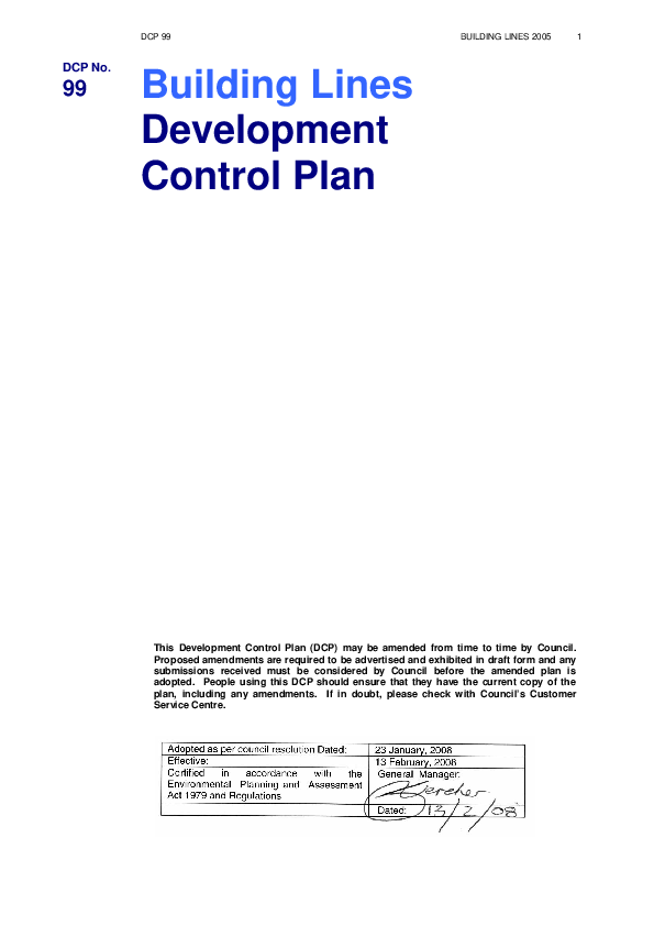 (PDF) Building Lines Development Control Plan