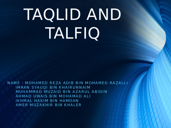 (PPT) TAQLID AND TALFIQ
