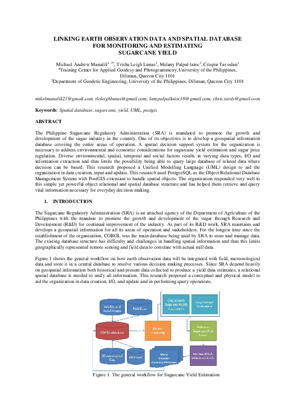 (PDF) LINKING EARTH OBSERVATION DATA AND SPATIAL DATABASE FOR MONITORING AND ESTIMATING ...