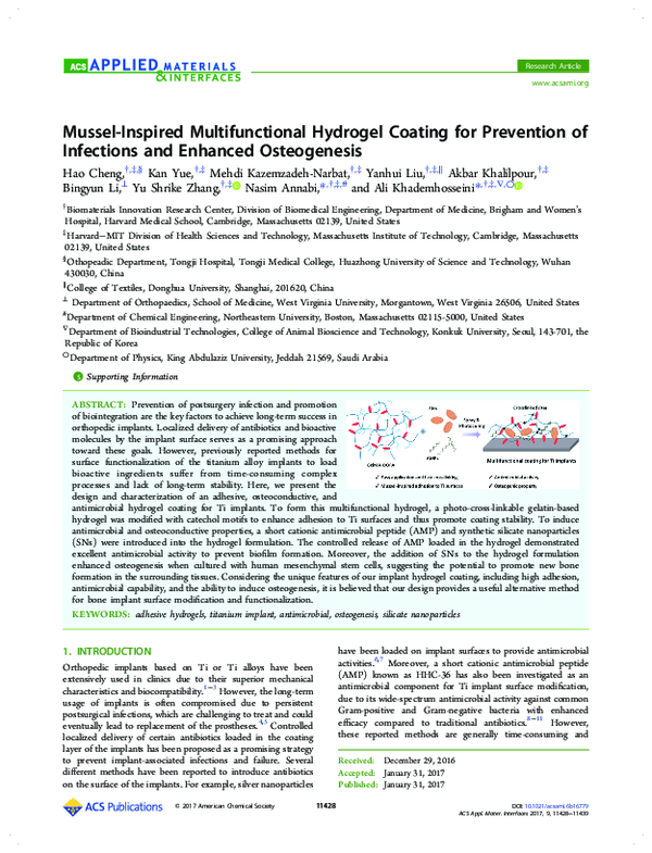 (PDF) Mussel-Inspired Multifunctional Hydrogel Coating for Prevention ...