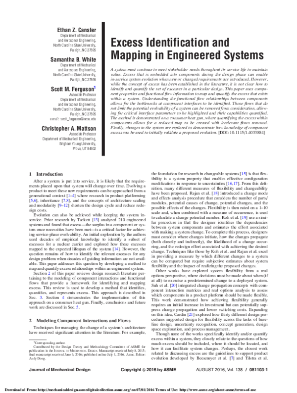 (PDF) Excess Identification and Mapping in Engineered Systems