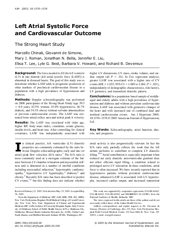 (PDF) Left atrial systolic force and cardiovascular outcome. The Strong ...