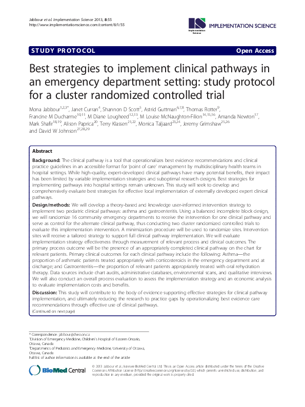 (PDF) Best strategies to implement clinical pathways in an emergency ...