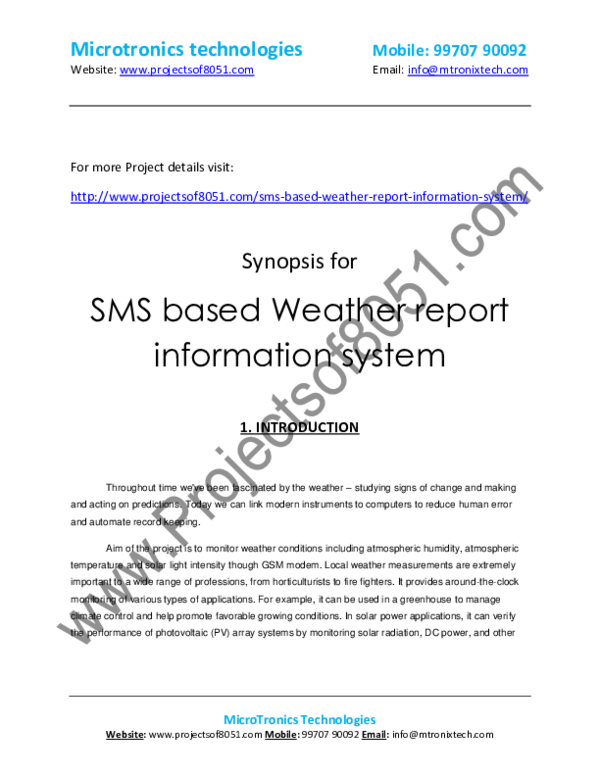 (PDF) Microtronics technologies Mobile: 99707 90092 Synopsis for SMS ...