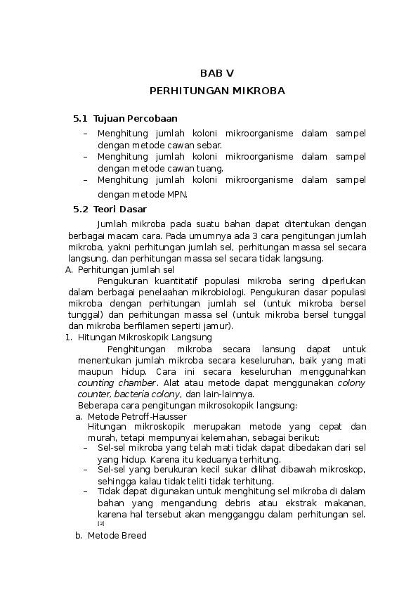 (DOC) BAB V PERHITUNGAN MIKROBA