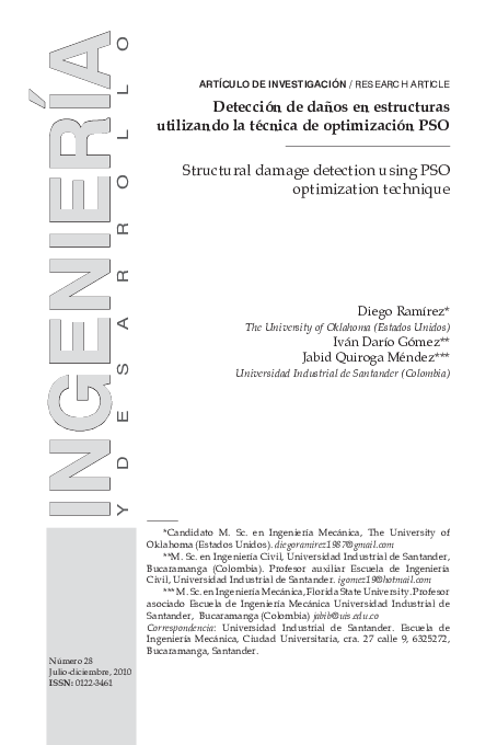 (PDF) Structural damage detection using PSO optimization technique