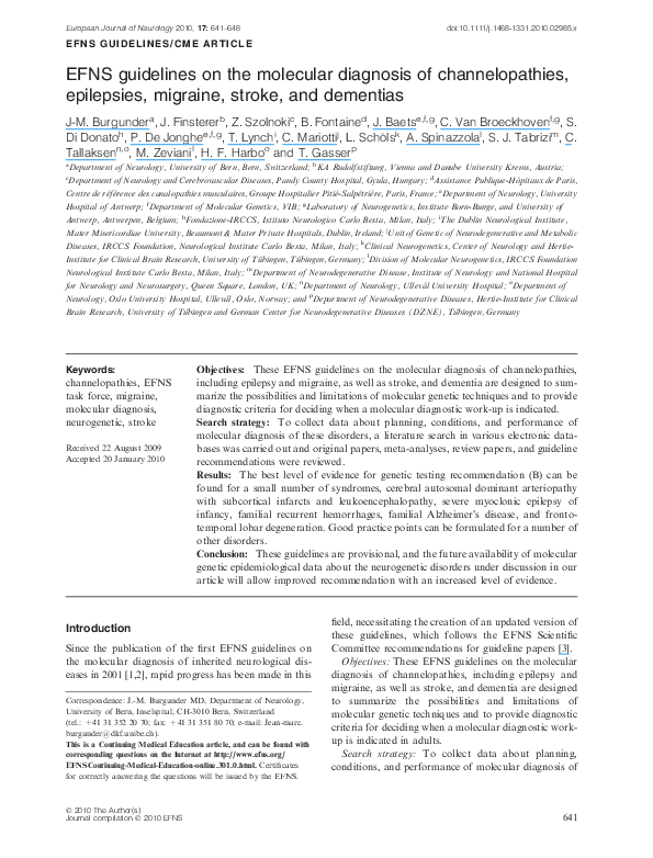 (PDF) EFNS guidelines on the molecular diagnosis of channelopathies ...