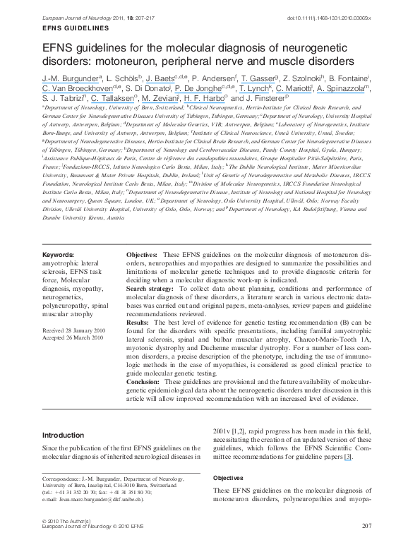(PDF) Guidelines for Molecular Diagnosis of Neurogenetic Disorders